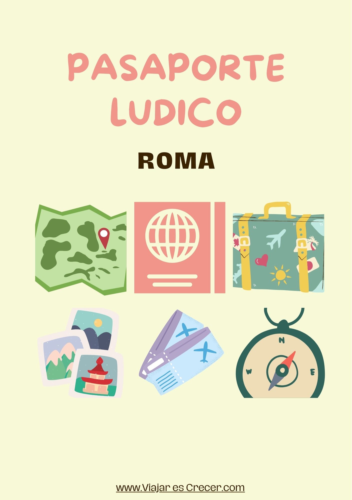 Pasaporte lúdico de Roma para pequeños viajeros - Viajar es crecer